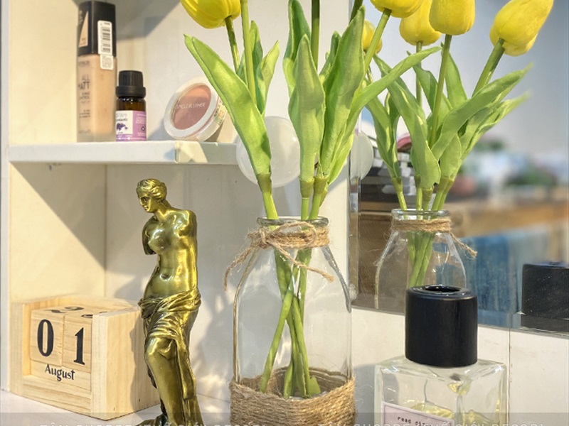 Chai thủy tinh quấn dây thừng trụ vuông cao 16cm [3 kiểu chọn - Kèm nút ...