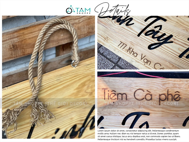 Bảng hiệu gỗ đèn Led chữ nhật bo góc [Sáng đẹp - Theo yêu cầu] YC ...