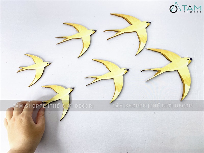 Bầy chim én dán tường trang trí Tết [Bầy 06 con - Tặng keo] TCV-CHIM-03