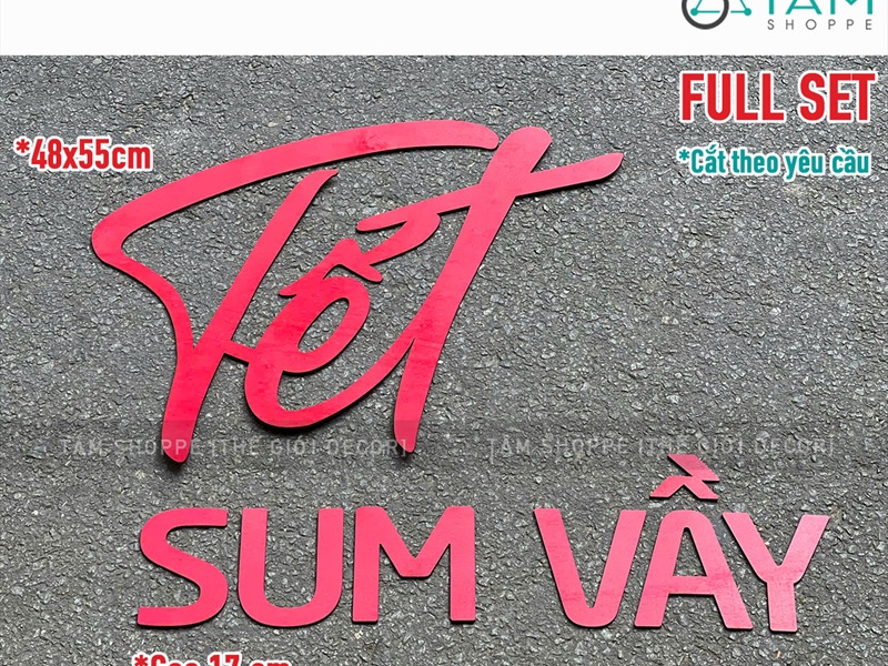 Bộ chữ gỗ Tết là để về nhà - Tết sum vầy [Chữ lớn - Cắt theo yêu cầu ...