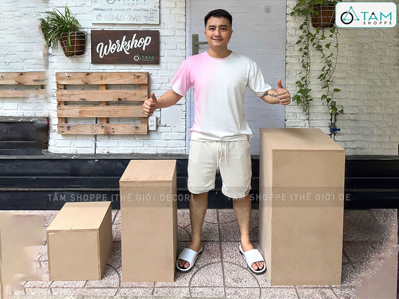 Bục gỗ vuông làm đôn decor trang trí chụp hình [Bục thô - Chắc chắn ...