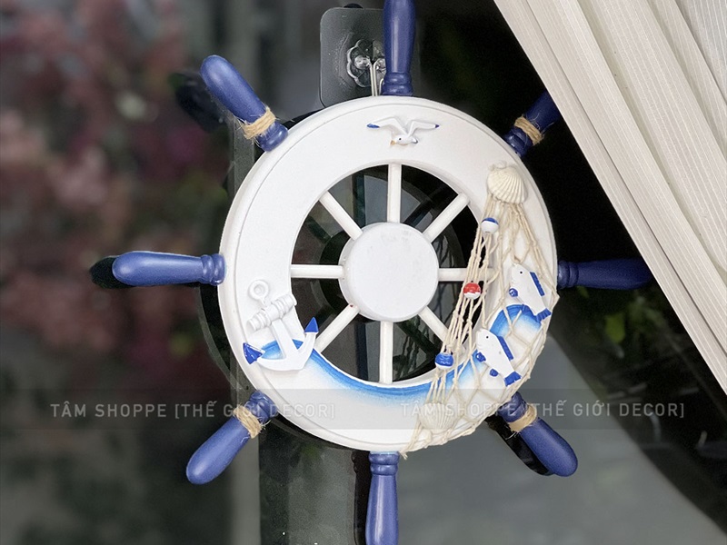 Bánh lái tàu trang trí đường kính 32,5cm [Gỗ ép - nhiều kiểu] BANHLAI-02