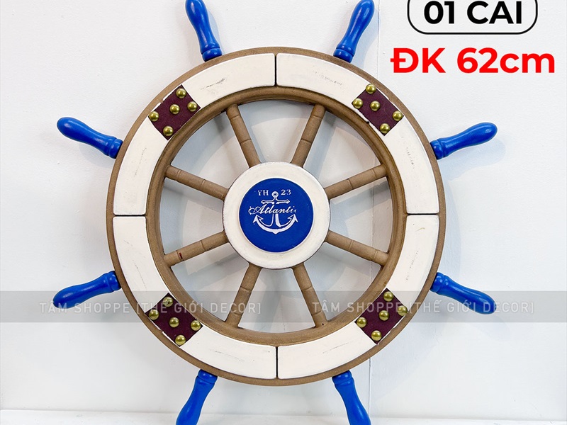 Bánh lái tàu trang trí đường kính 62cm [Gỗ ép - nhiều kiểu] BANHLAI-04