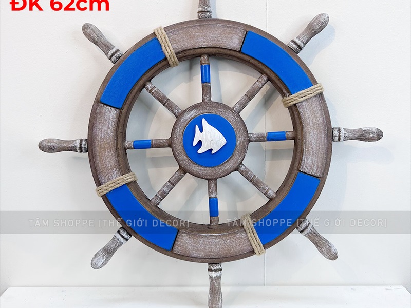 Bánh lái tàu trang trí đường kính 62cm [Gỗ ép - nhiều kiểu] BANHLAI-04