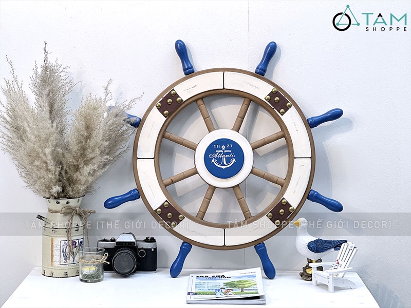 Bánh lái tàu trang trí đường kính 62cm [Gỗ ép - nhiều kiểu] BANHLAI-04
