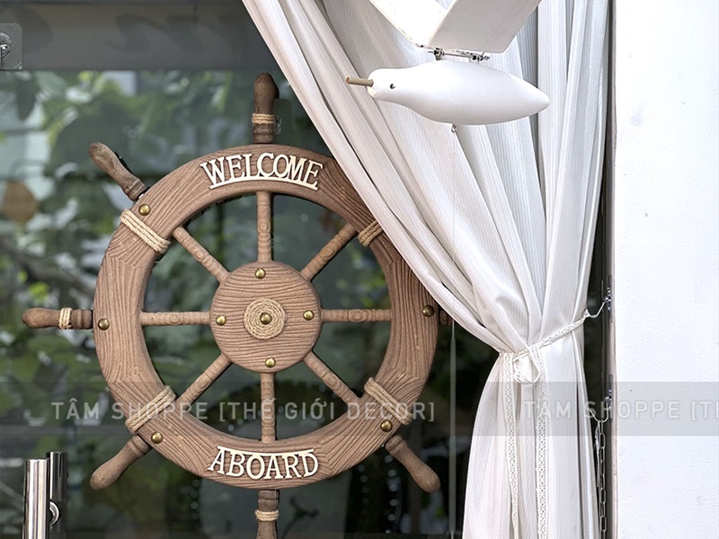 Bánh lái tàu trang trí đường kính 62cm [Gỗ ép - nhiều kiểu] BANHLAI-04