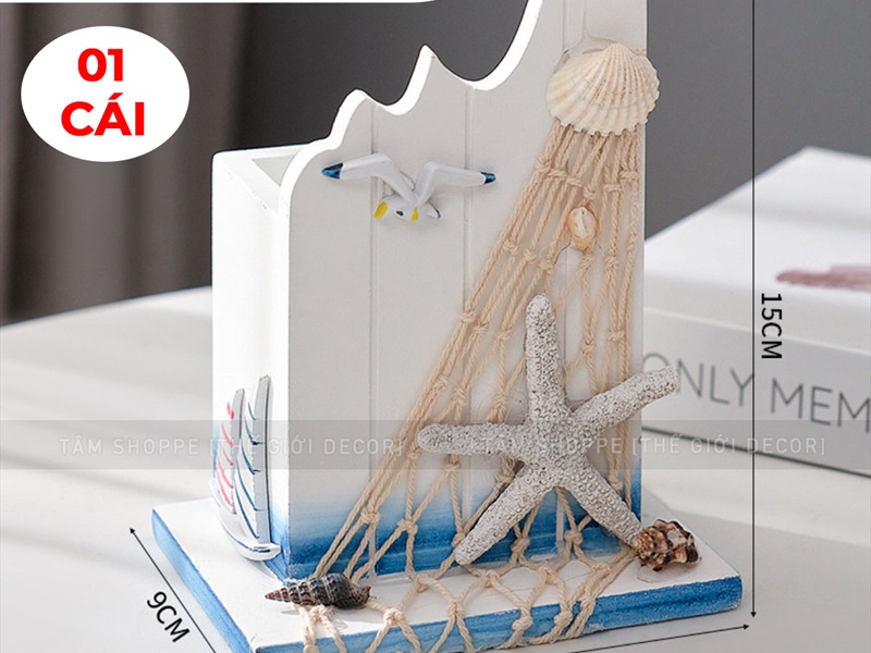 Hộp cắm bút chủ đề biển vách sóng [4 kiểu - handmade] CAMBUT-02